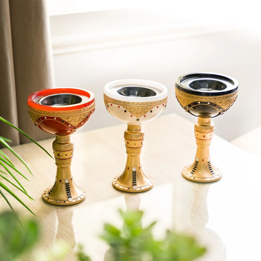 AL-Anood Wooden Burner White & Gold Medium - — Kaif