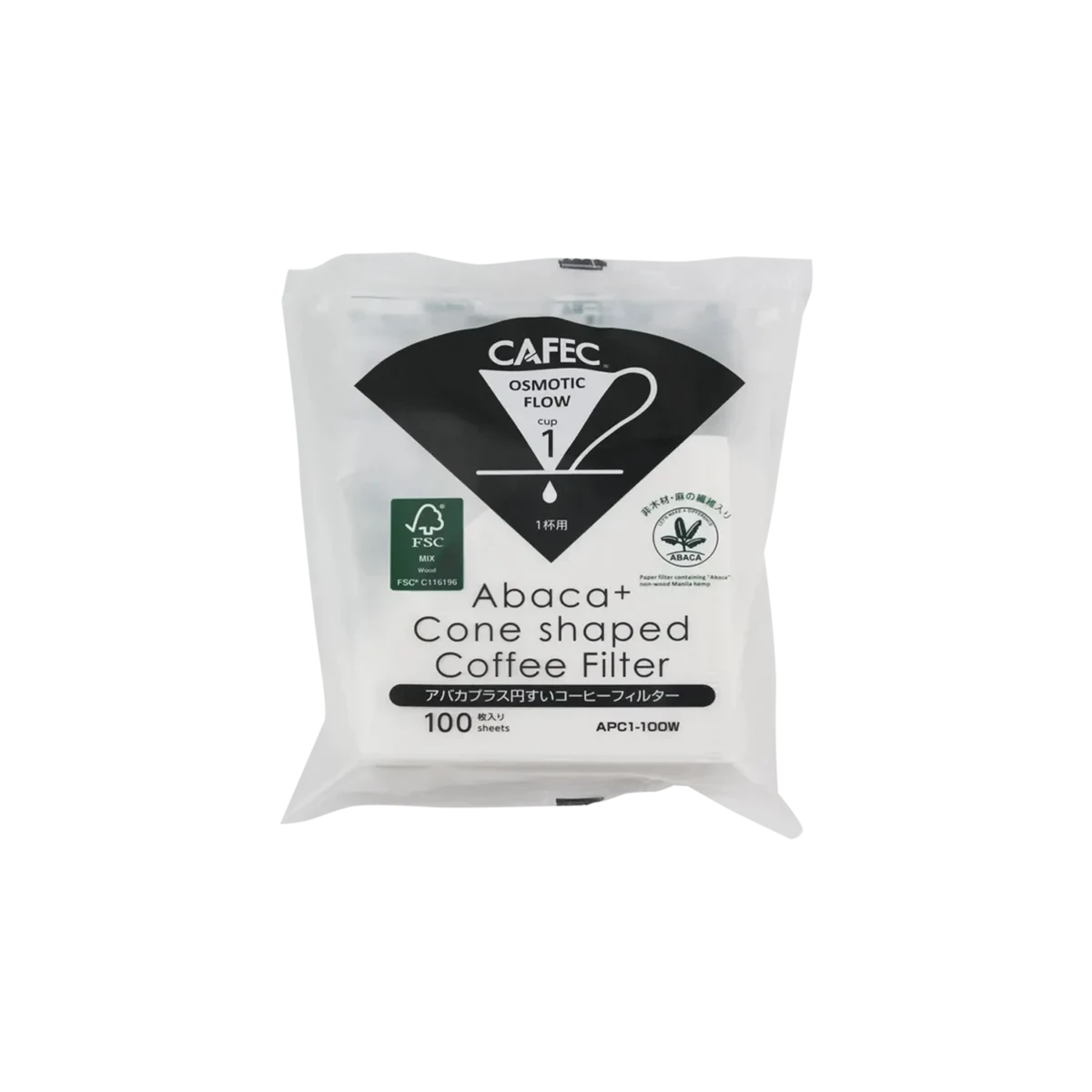 Cafec - Abaca+ Osmotic Flow Paper Filter Cup 1 - 100 Sheets | — Kaif